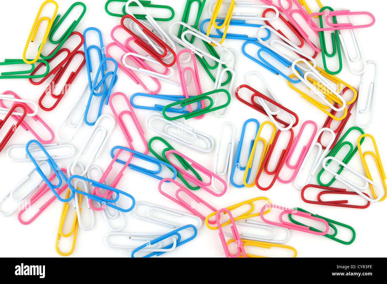 Colored paper clips. Isolated on white Stock Photo - Alamy