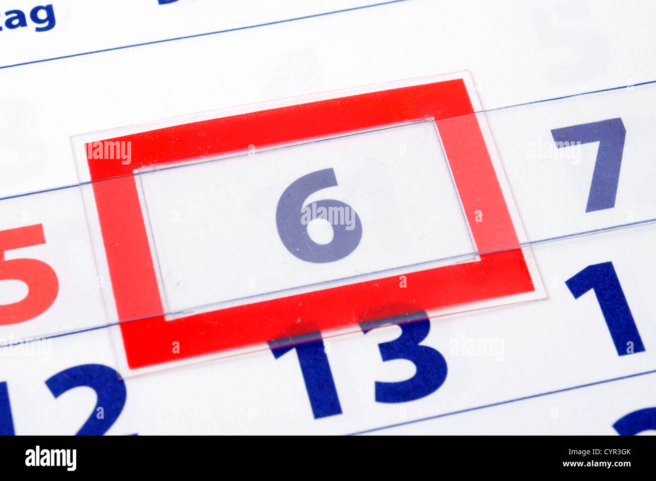 calendar showing date of today with red box Stock Photo - Alamy