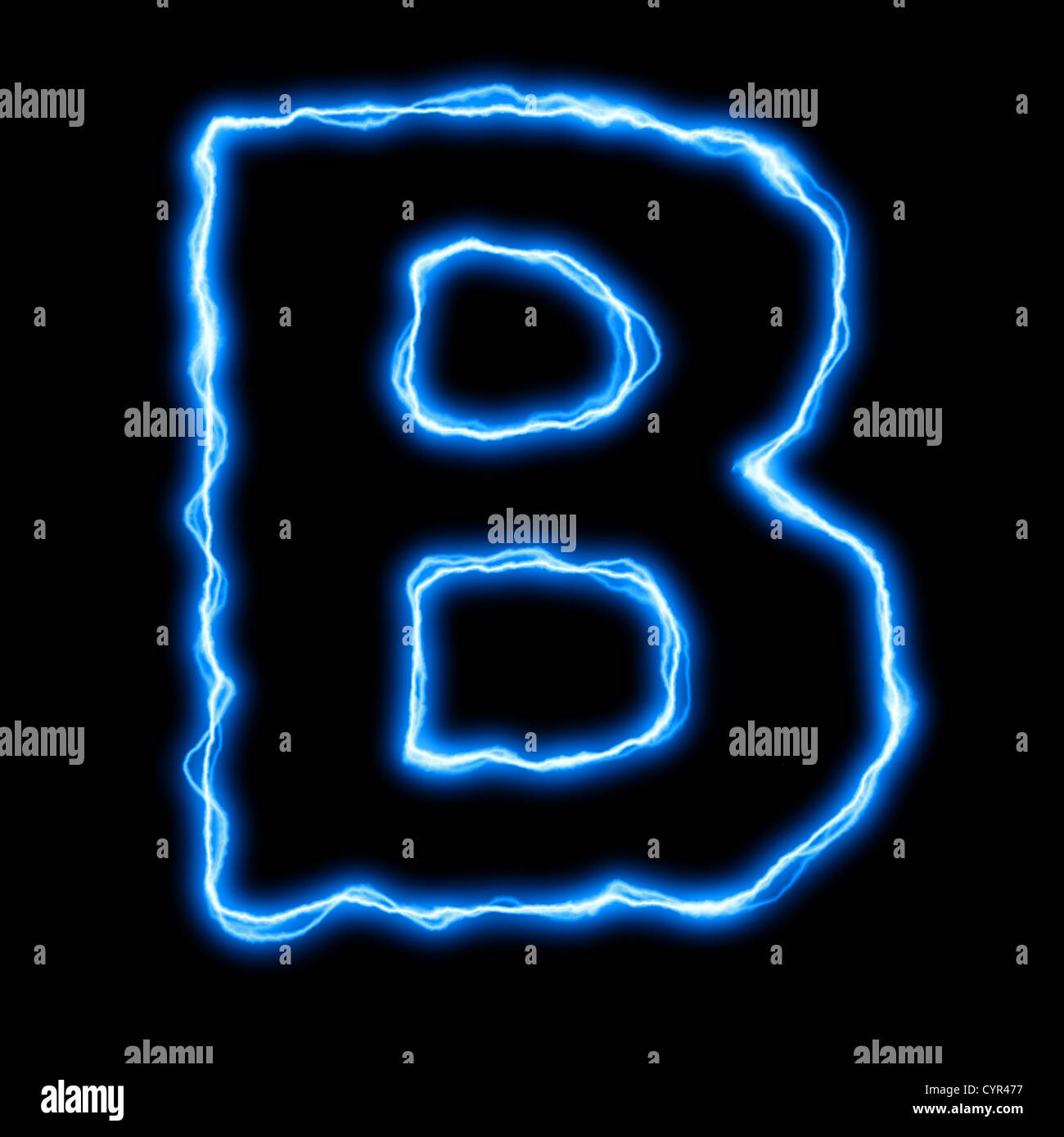 electric lightning or flash font with blue letters on black Stock Photo ...