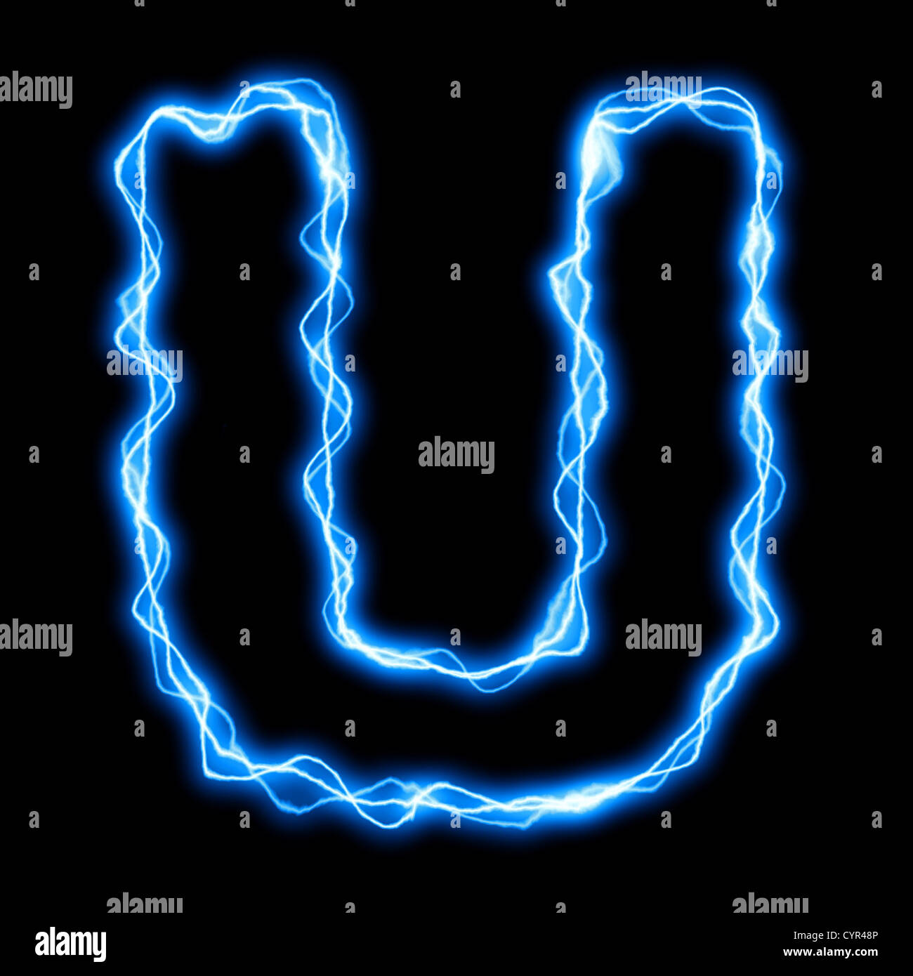 electric lightning or flash font with blue letters on black Stock Photo ...