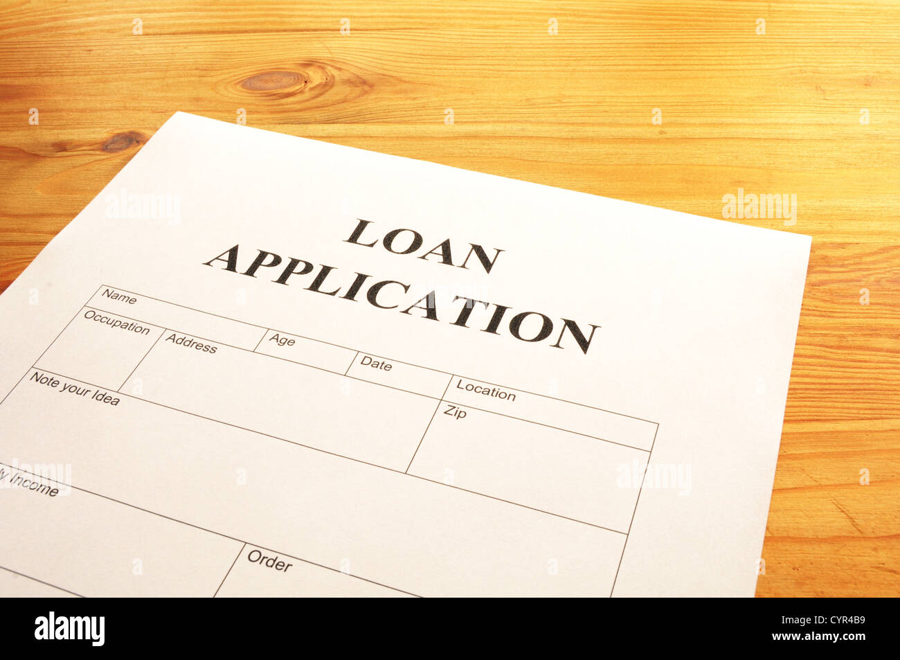 loan application form or document in bank office showing finance ...