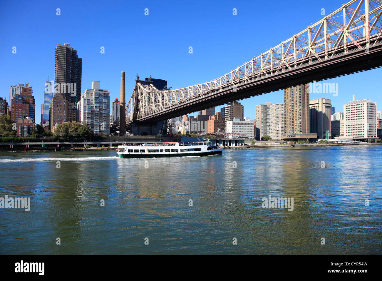 Queensboro Bridge Spanning the East River in New York City on a sunny ...