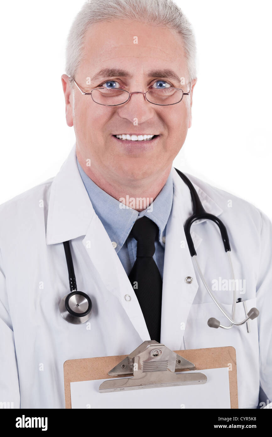 Closeup portrait of senior doctor isolated on white background Stock ...