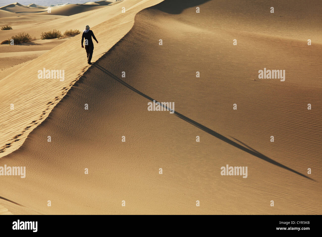 Hike in sand desert Stock Photo - Alamy