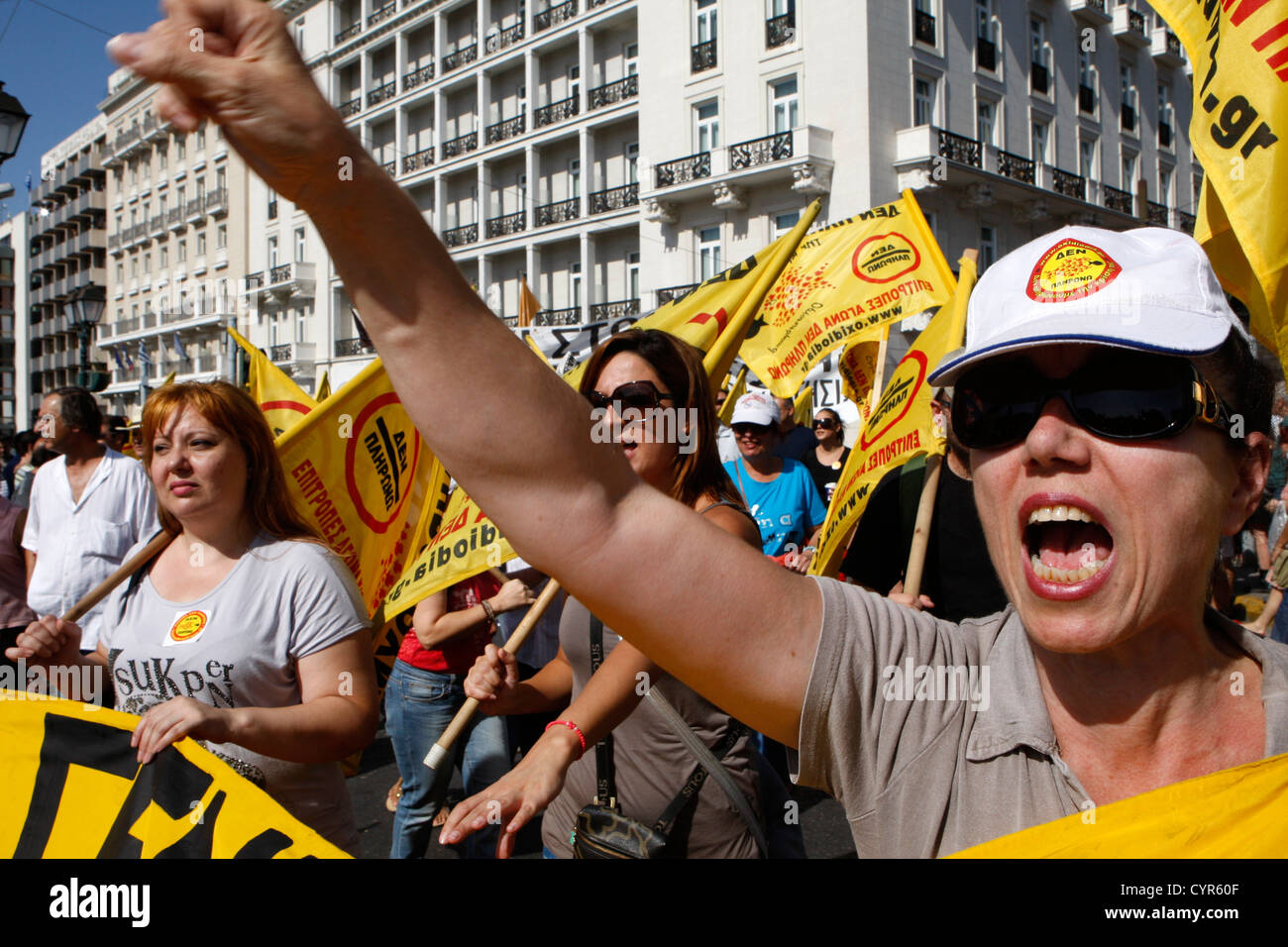 Protesters chant slogans during a demonstration in thew center of ...