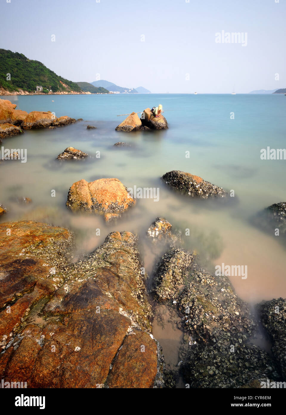 coast with rock in Hong Kong, long exposure Stock Photo - Alamy