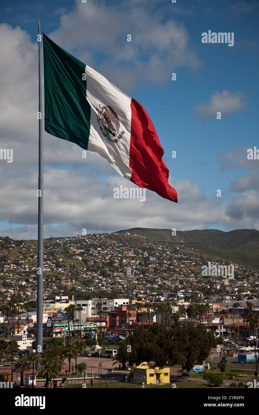 Large Mexican flag in front of Ensenada Stock Photo - Alamy