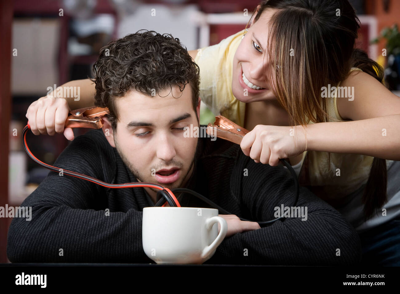 Woman jumper cables hi-res stock photography and images - Alamy