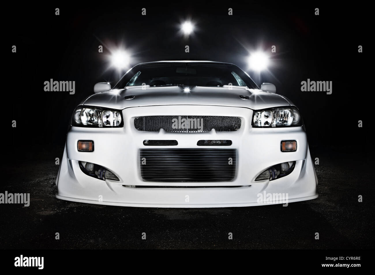 japanese race car at night with lights at the rear Stock Photo - Alamy