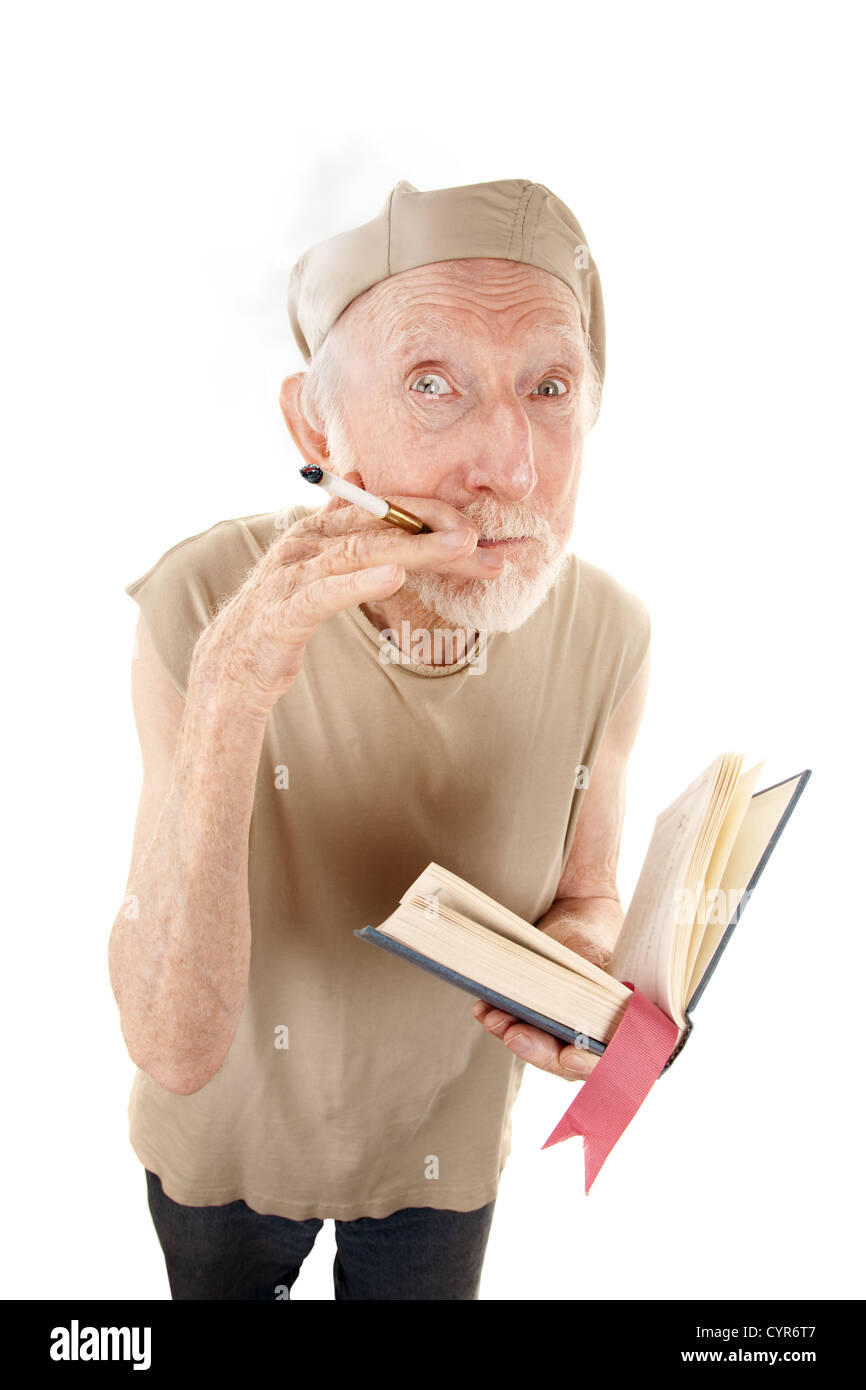 Beatnik Poet in Ragged Shirt Reading Poems Stock Photo - Alamy
