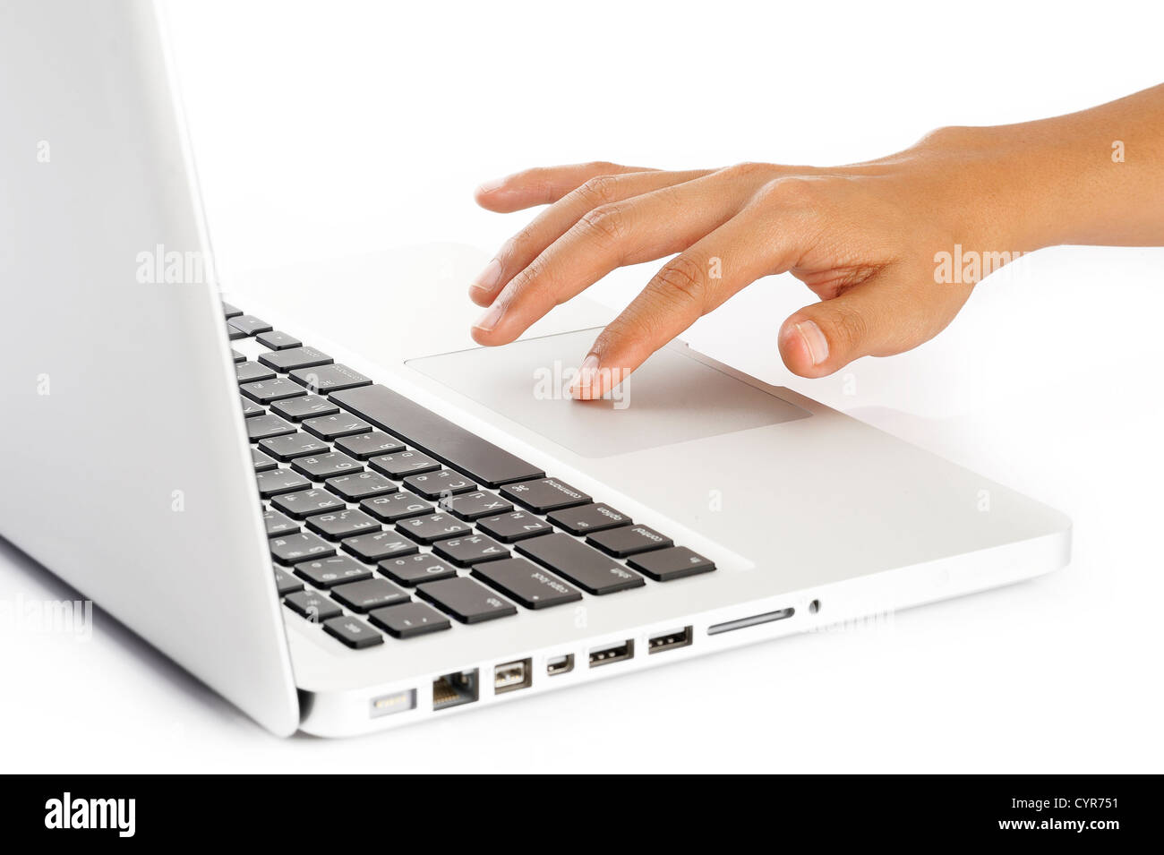 worker using a laptop computer Stock Photo - Alamy