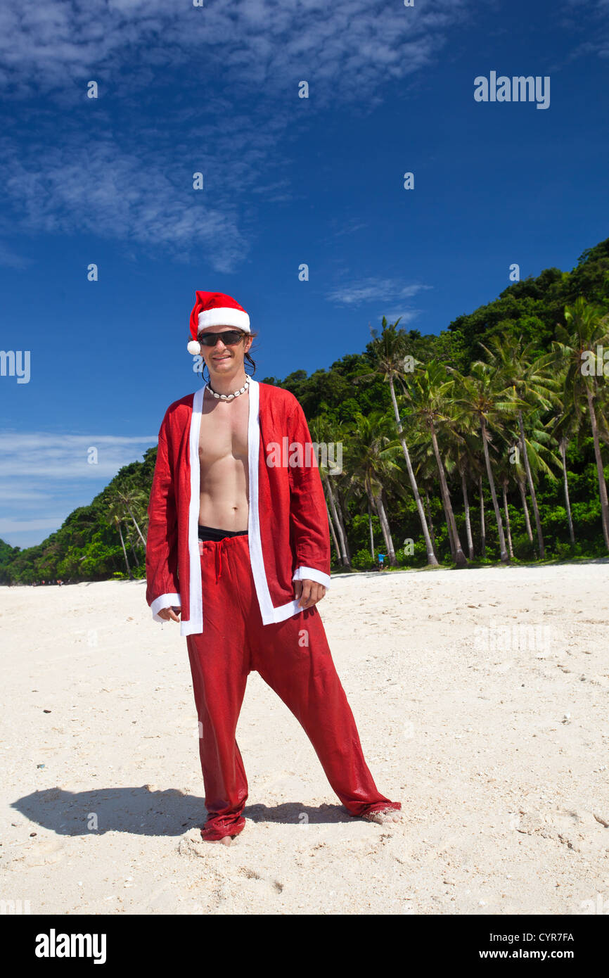 Santa Claus in tropical summer Stock Photo - Alamy