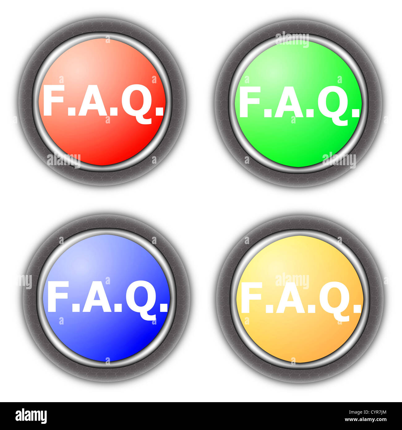 faq button collection isolated on white background Stock Photo - Alamy