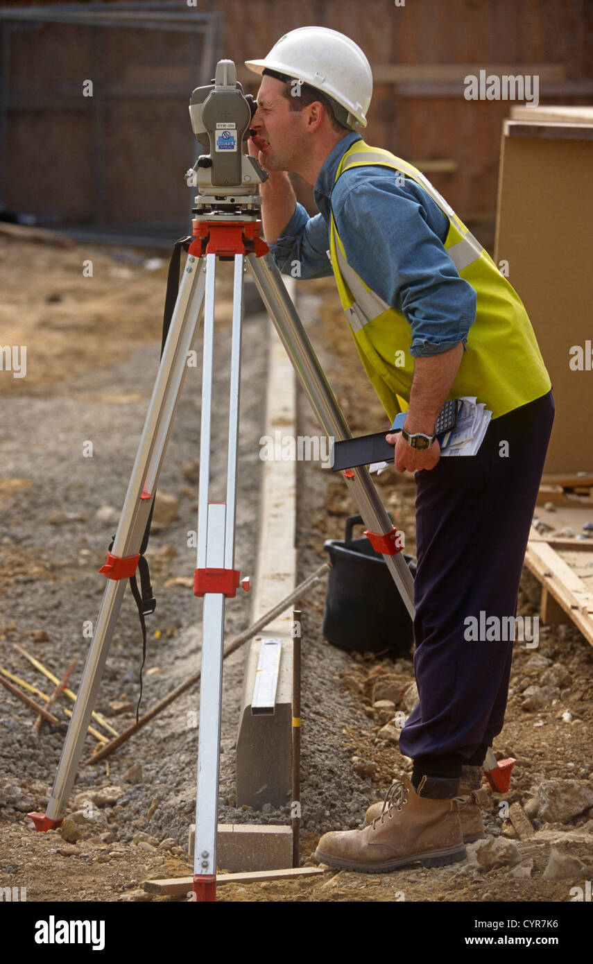 Construction uses theodolite measure triangulation hi-res stock ...