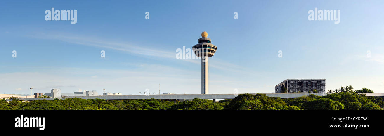 Singapore's international airport in panoramic format, high detail of ...