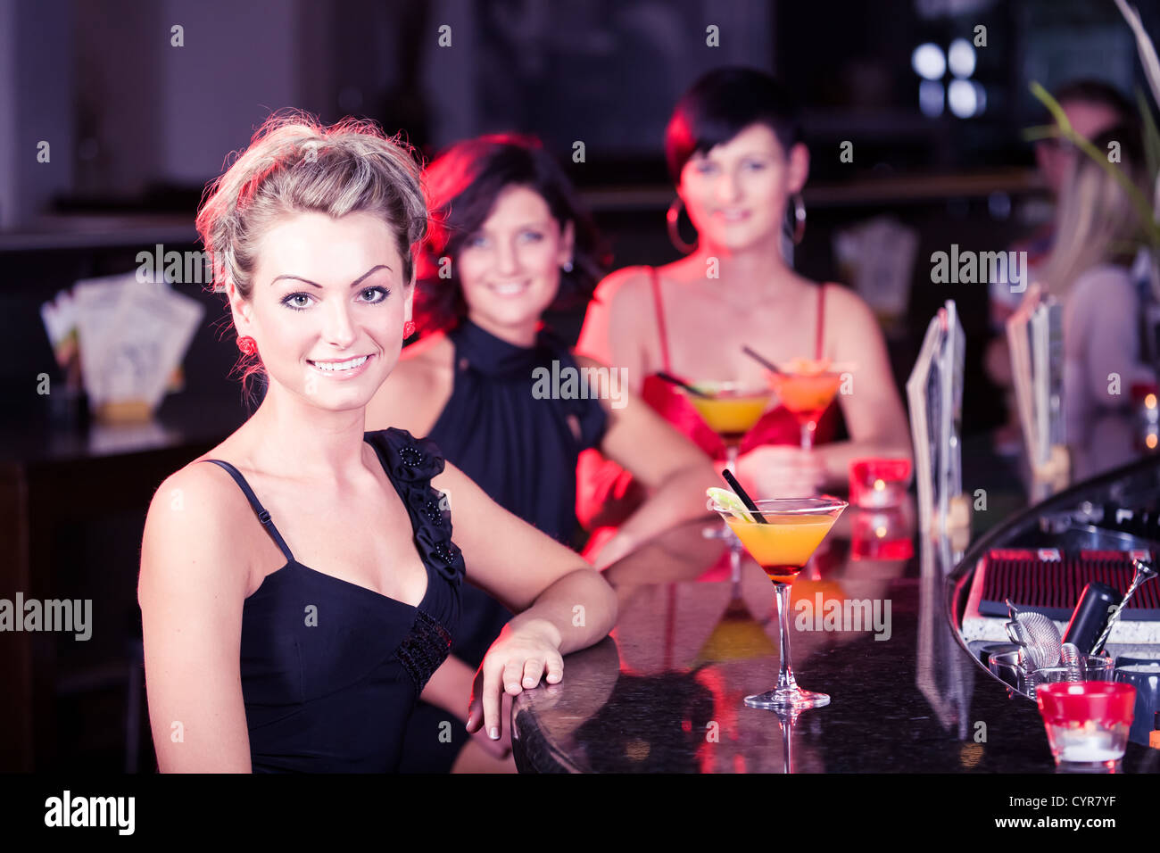 group of young women in the bar Stock Photo - Alamy
