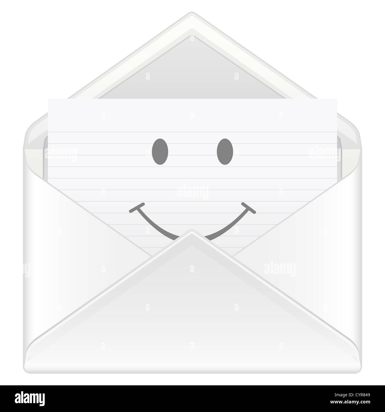 Open envelope containing smile symbol on a white background. Vector ...