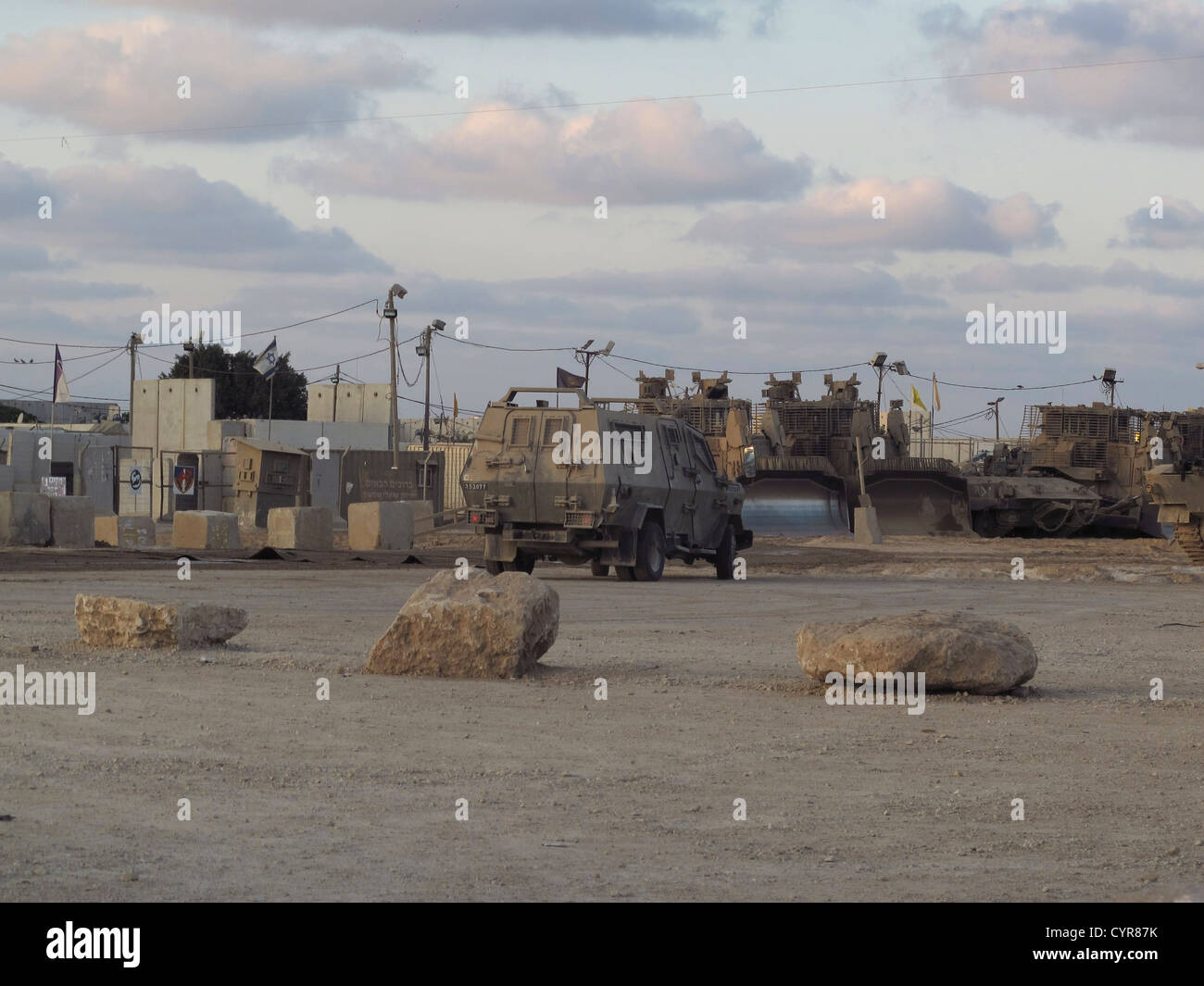 An IDF Israeli military base at the northern border with the Gaza Strip ...