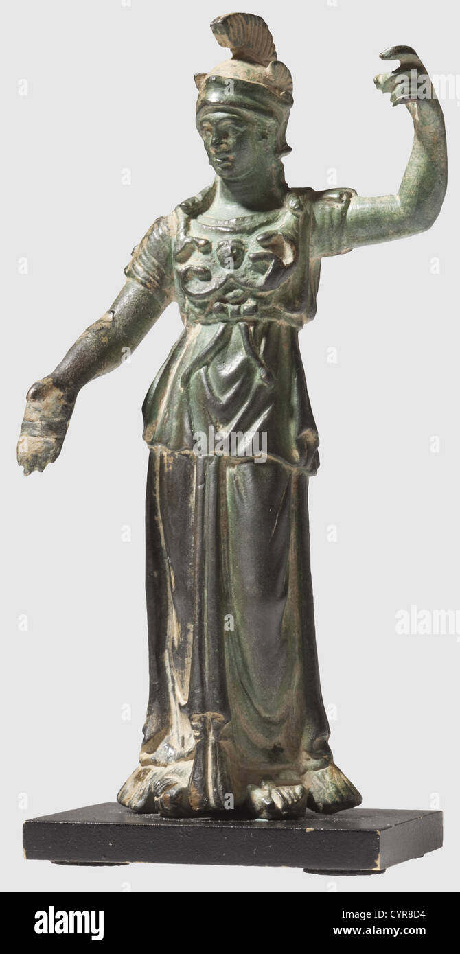 A Roman statuette of Athena,1st/2nd century A.D. Bronze with greenish ...