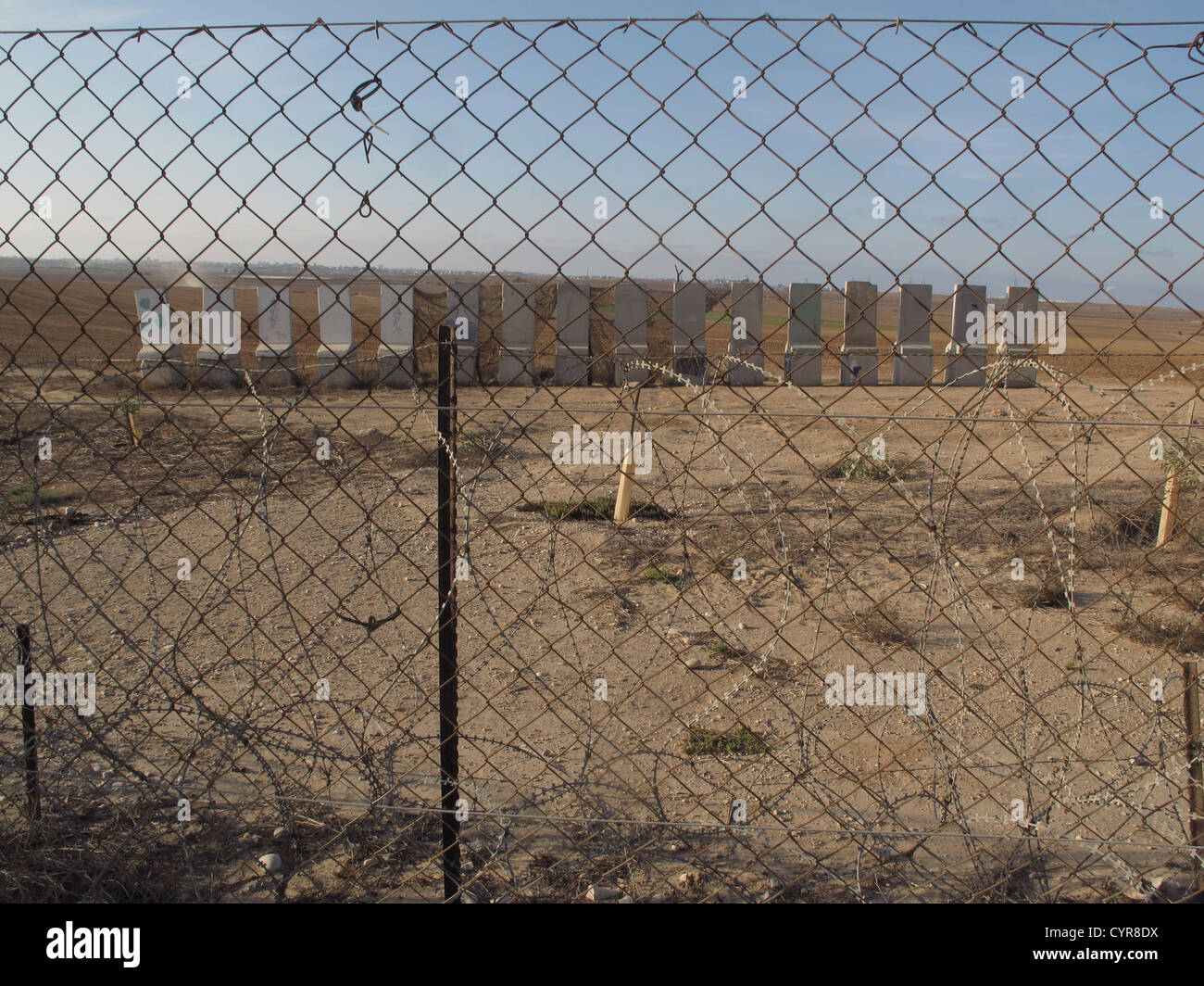 Large concrete defense barriers at the northern border with the Gaza ...