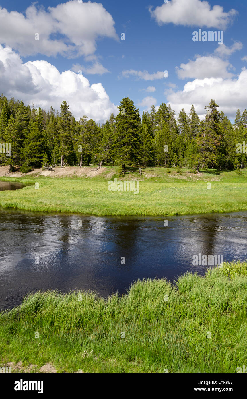 Yellowstone River in Yellowstone National Park in Wyoming in the United ...