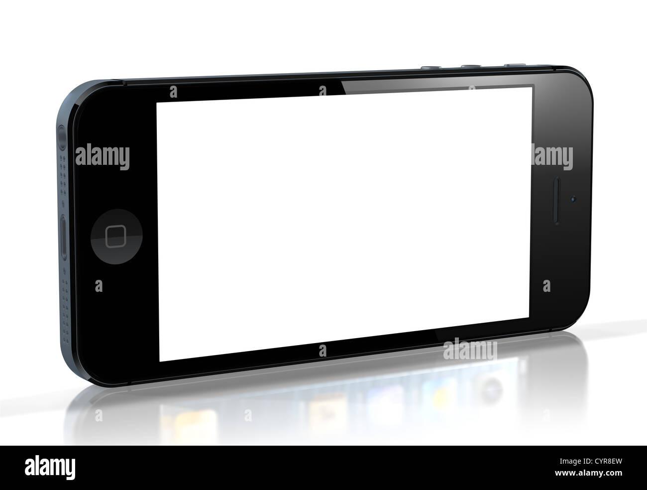 New Apple iPhone 5 with blank screen on white background Stock Photo ...