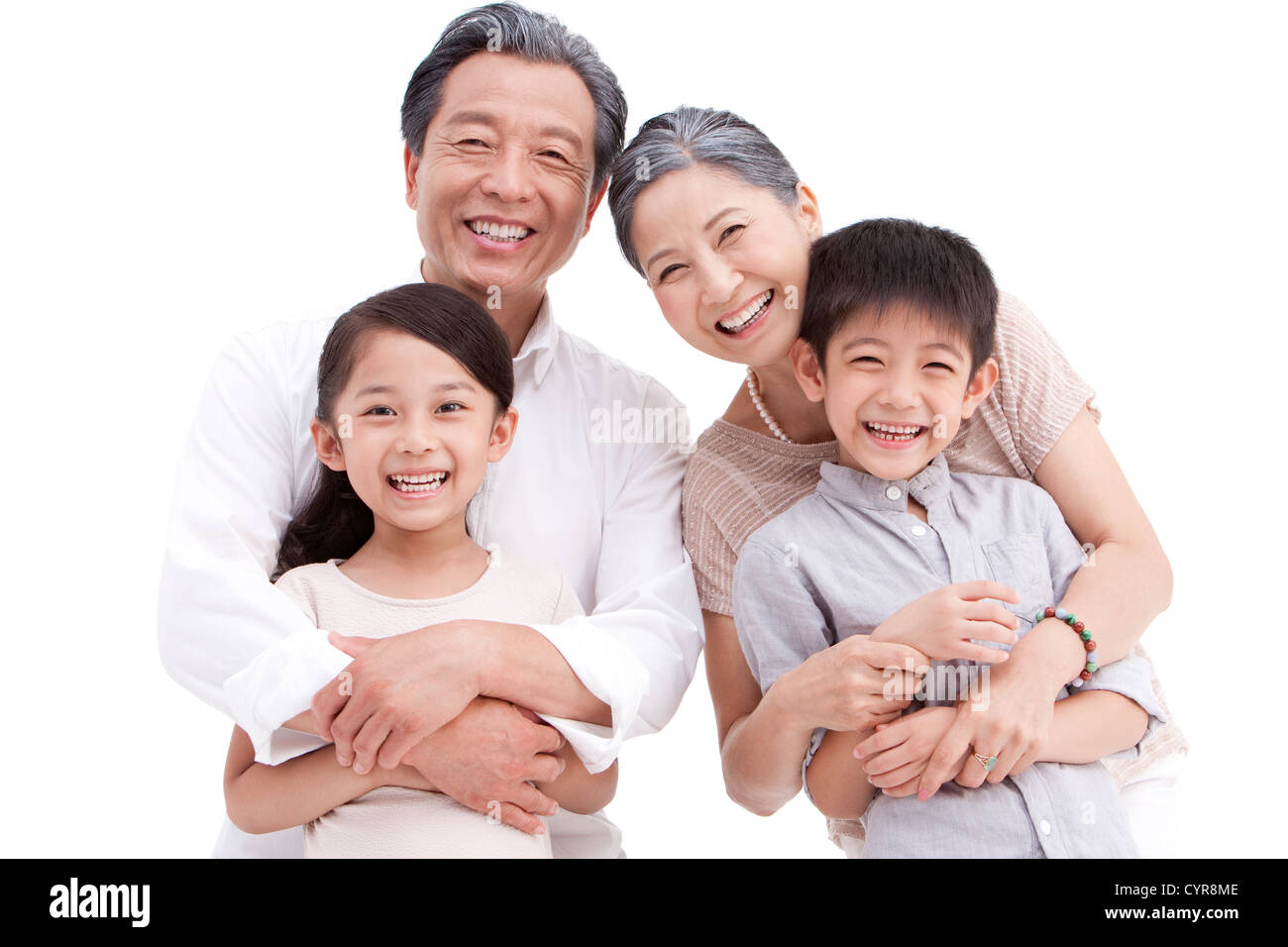 Happy grandparents and grandchildren Stock Photo - Alamy