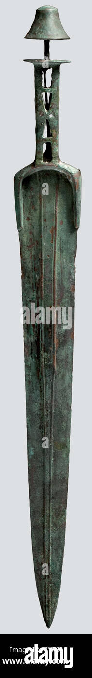 A Luristan bronze sword, circa 800 B.C. Bronze with brownish-green ...