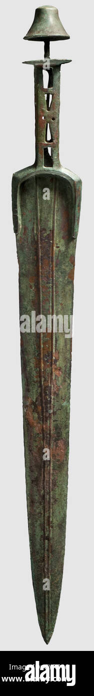 A Luristan bronze sword, circa 800 B.C. Bronze with brownish-green ...