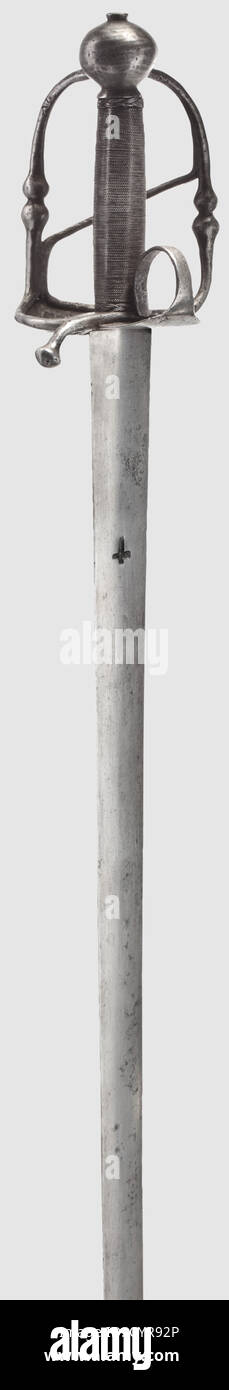 A German campaign sword, circa 1650 Straight blade with crucifix marks ...