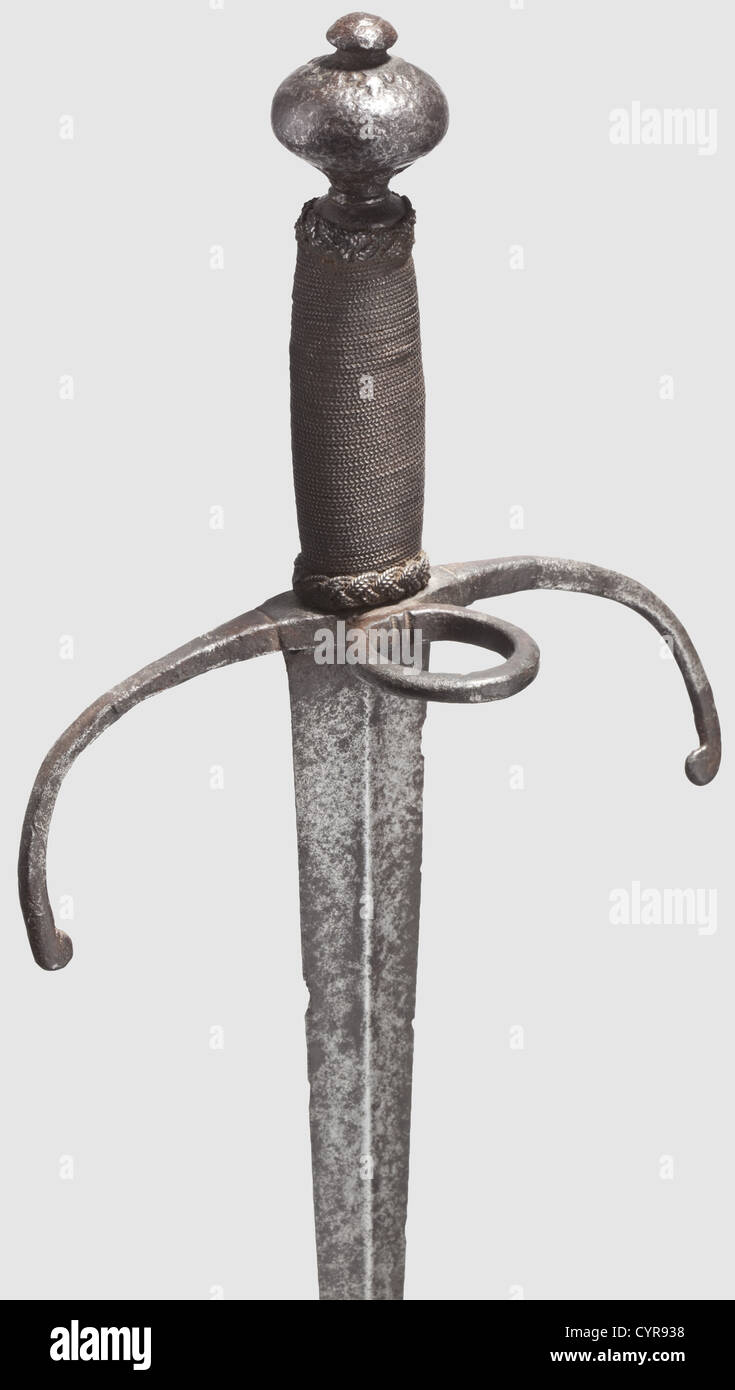 A German left-hand dagger, circa 1600 Double-edged blade of lightly ...