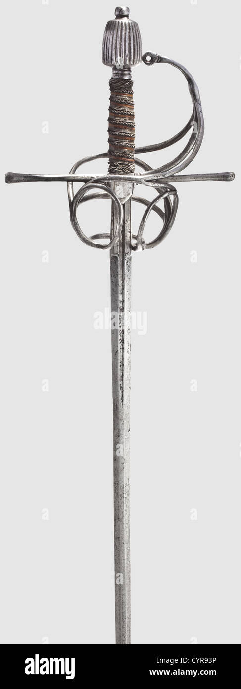 A German military rapier,circa 1600 Slender blade of flattened ...