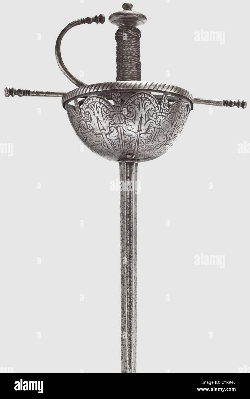A cup-hilt rapier,Spain/Italy,2nd half of the 17th century Double-edged ...