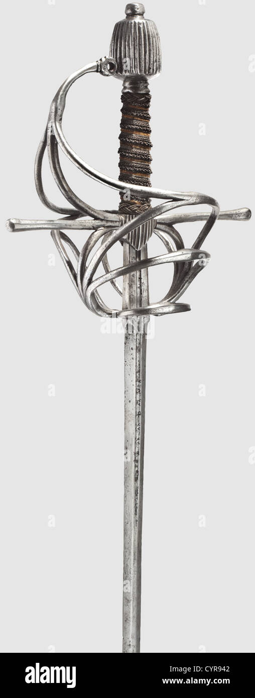 A German military rapier,circa 1600 Slender blade of flattened ...
