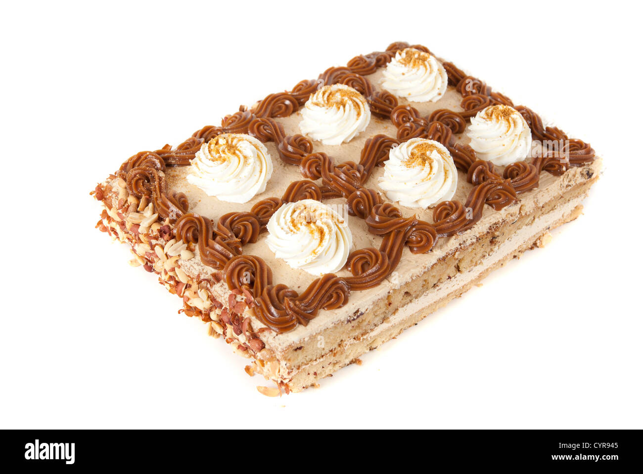 nuts cake closeup isolated on a white Stock Photo - Alamy