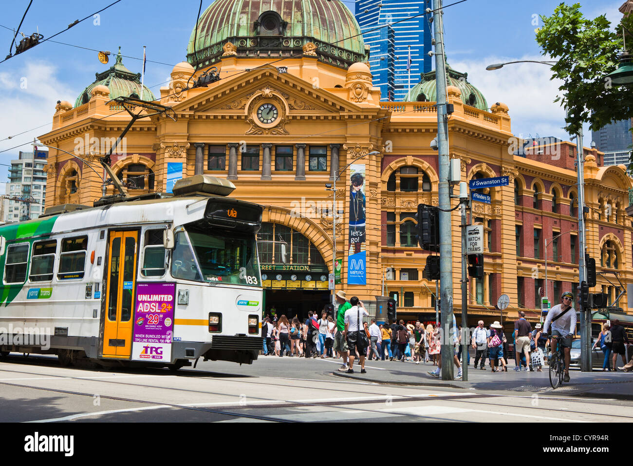 The famous Flinders street railway station on Swanston st Melbourne ...