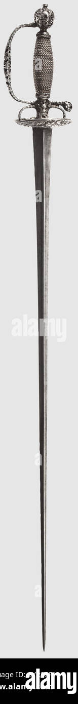 A French silver small-sword,Paris,circa 1760 Broad thrusting blade of ...