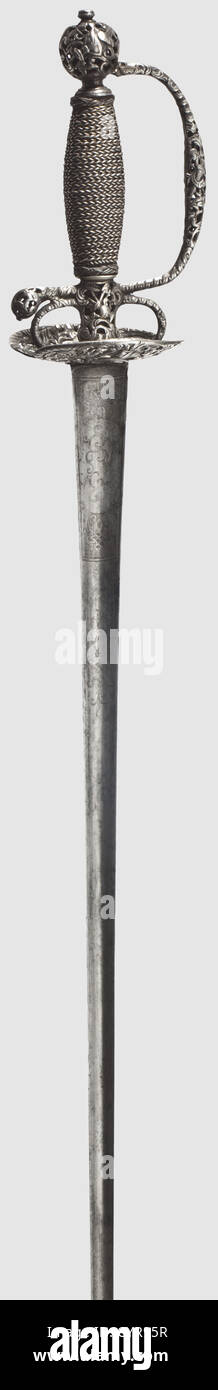 A French silver small-sword,Paris,circa 1760 Broad thrusting blade of ...
