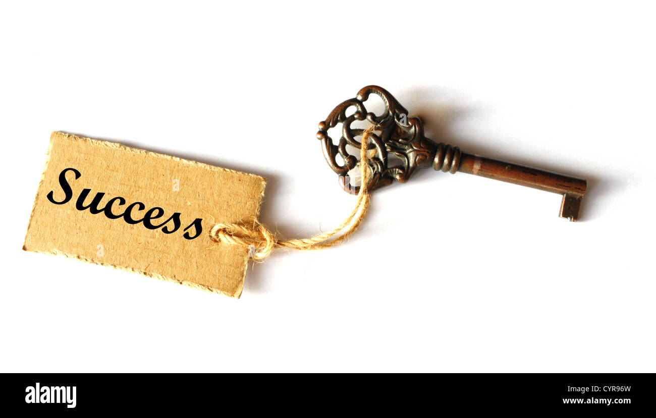 old key to success concept with label or tag Stock Photo - Alamy