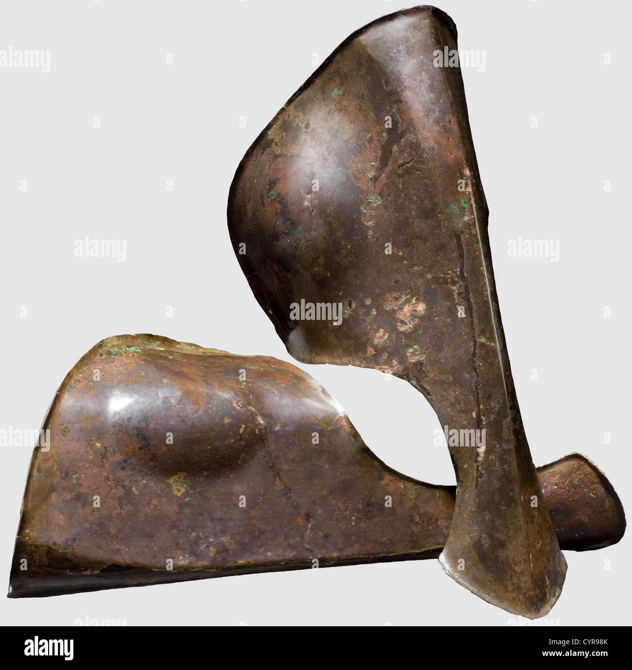 Two short Greek bronze greaves,5th/4th century B.C. Short,slender ...