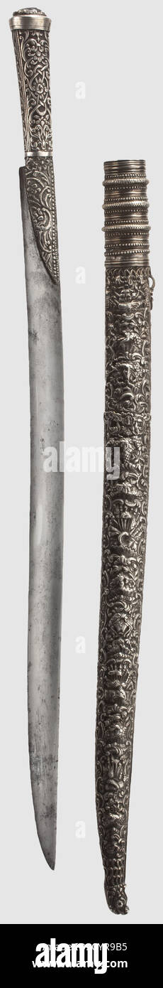 An Ottoman silver-mounted yataghan,dated 1804 Characteristical single ...