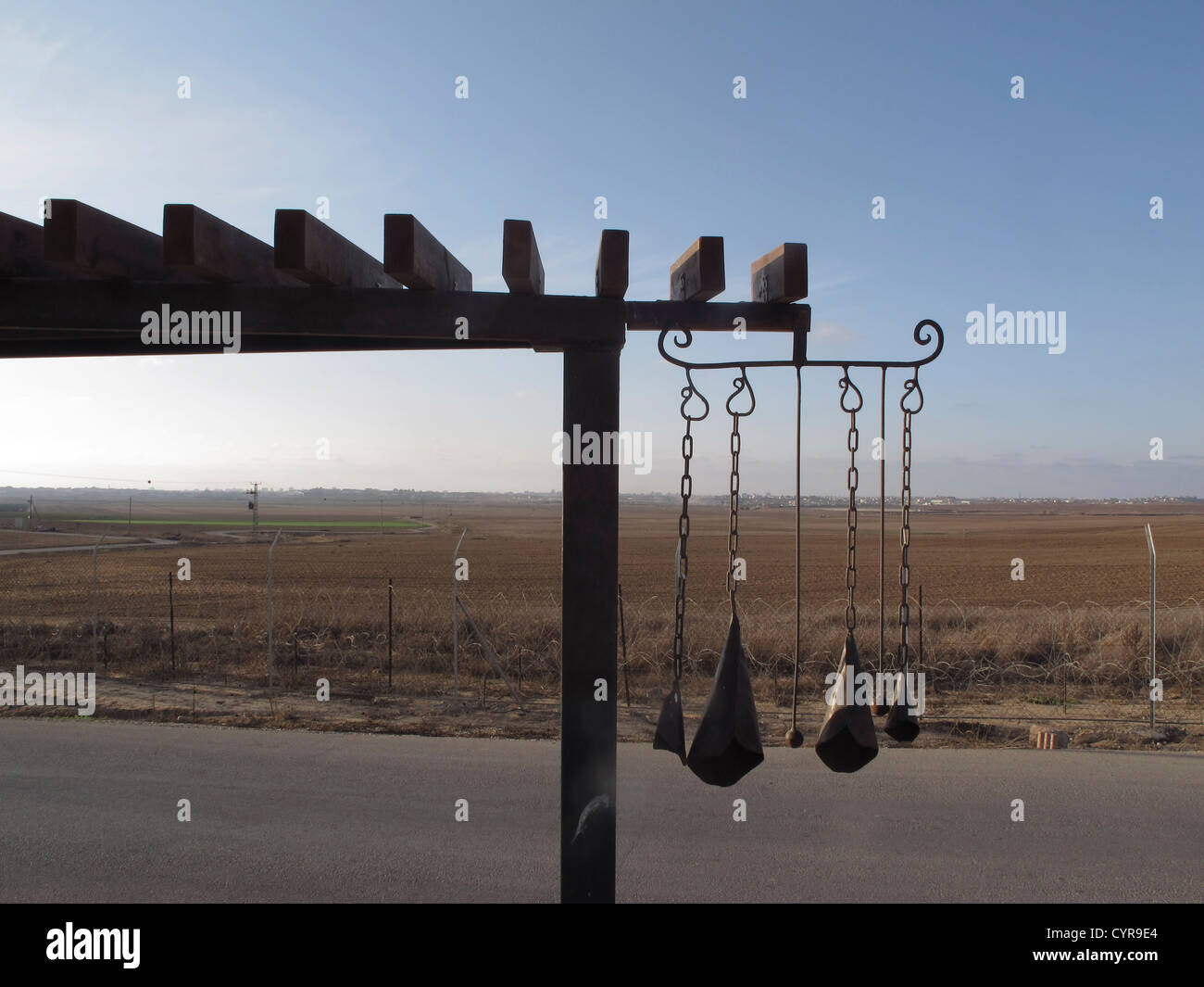 A bus station at the northern border with the Gaza Strip in the Israeli ...
