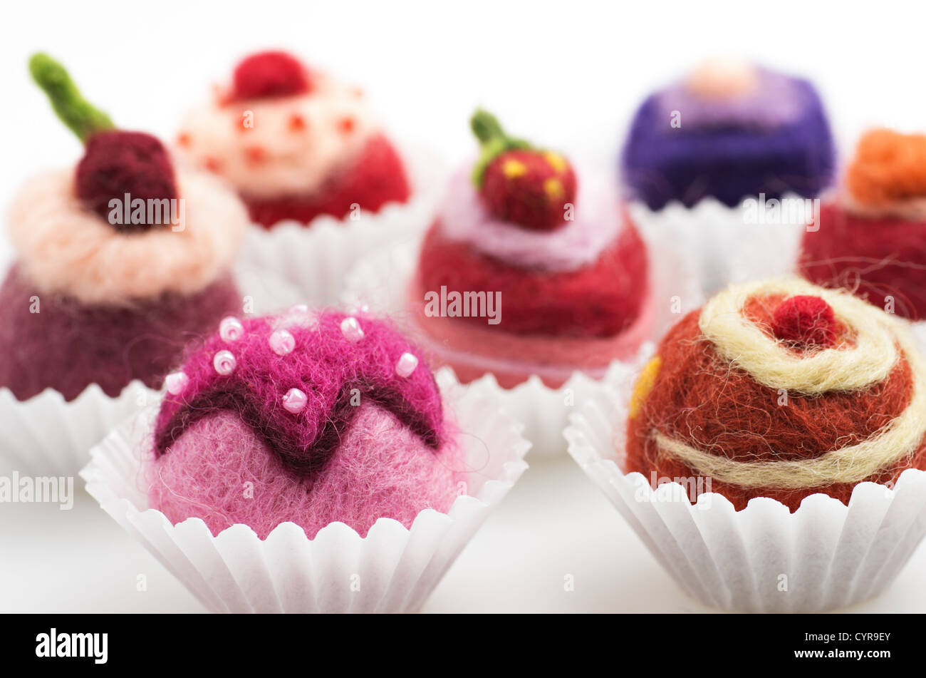 assortment of colorful felt pralines Stock Photo - Alamy