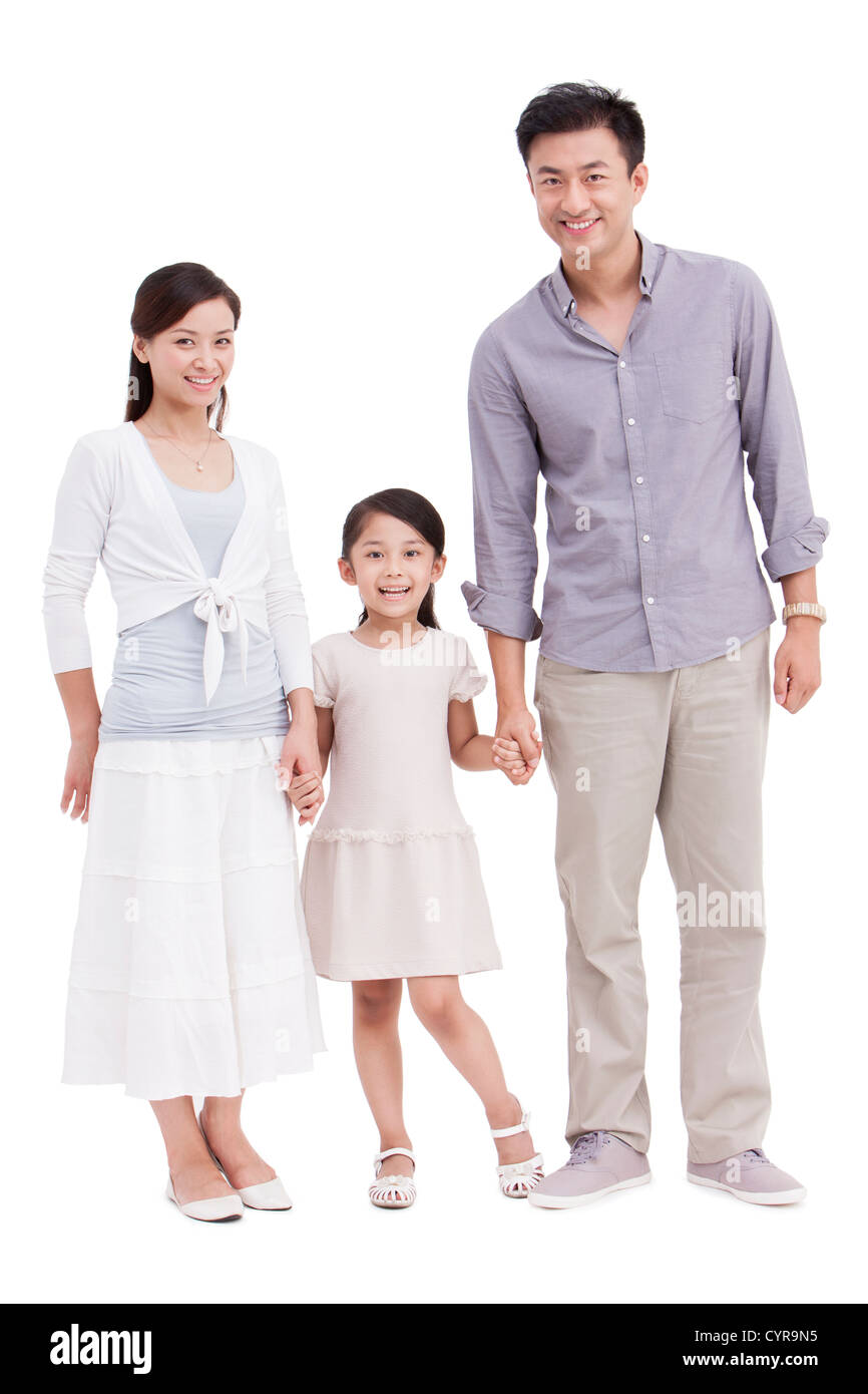 Happy family of three Stock Photo - Alamy