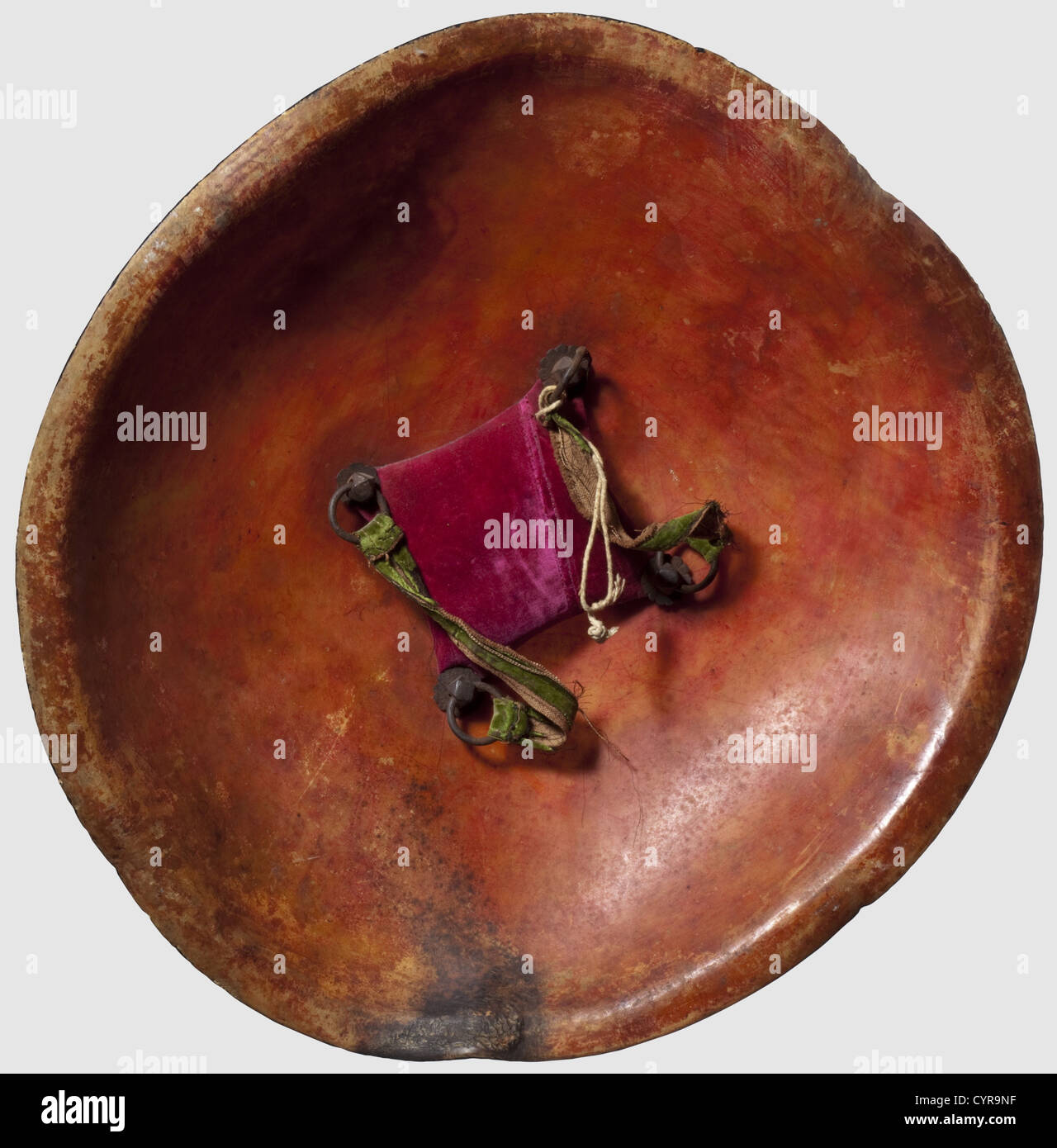 A shield,Rajasthan,19th century Cambered,painted leather shield ...