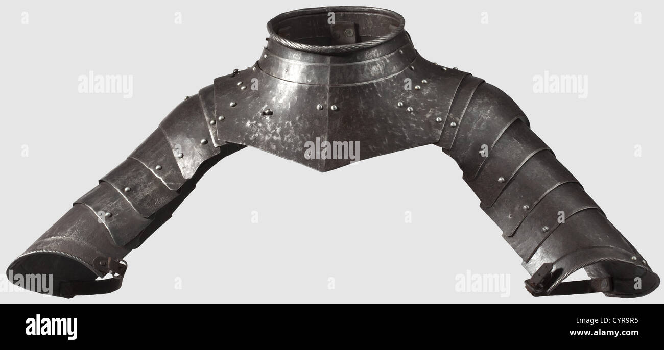 A German gorget and spaulders,Nuremberg,circa 1580 Hinged gorget of two ...