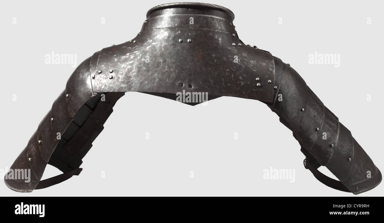 A German gorget and spaulders,Nuremberg,circa 1580 Hinged gorget of two ...