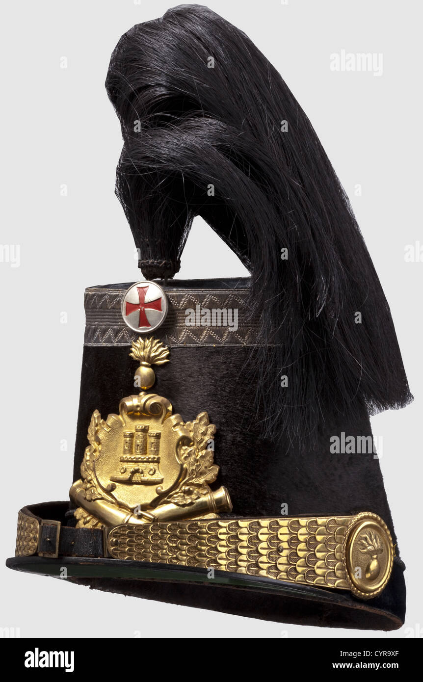 A shako for artillery officers,of the Hamburg Citizen Militia before ...