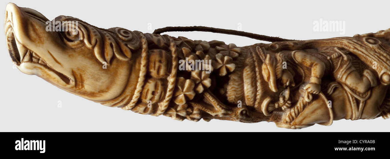 A German olifant, 19th century Blowing horn carved from an elephant ...