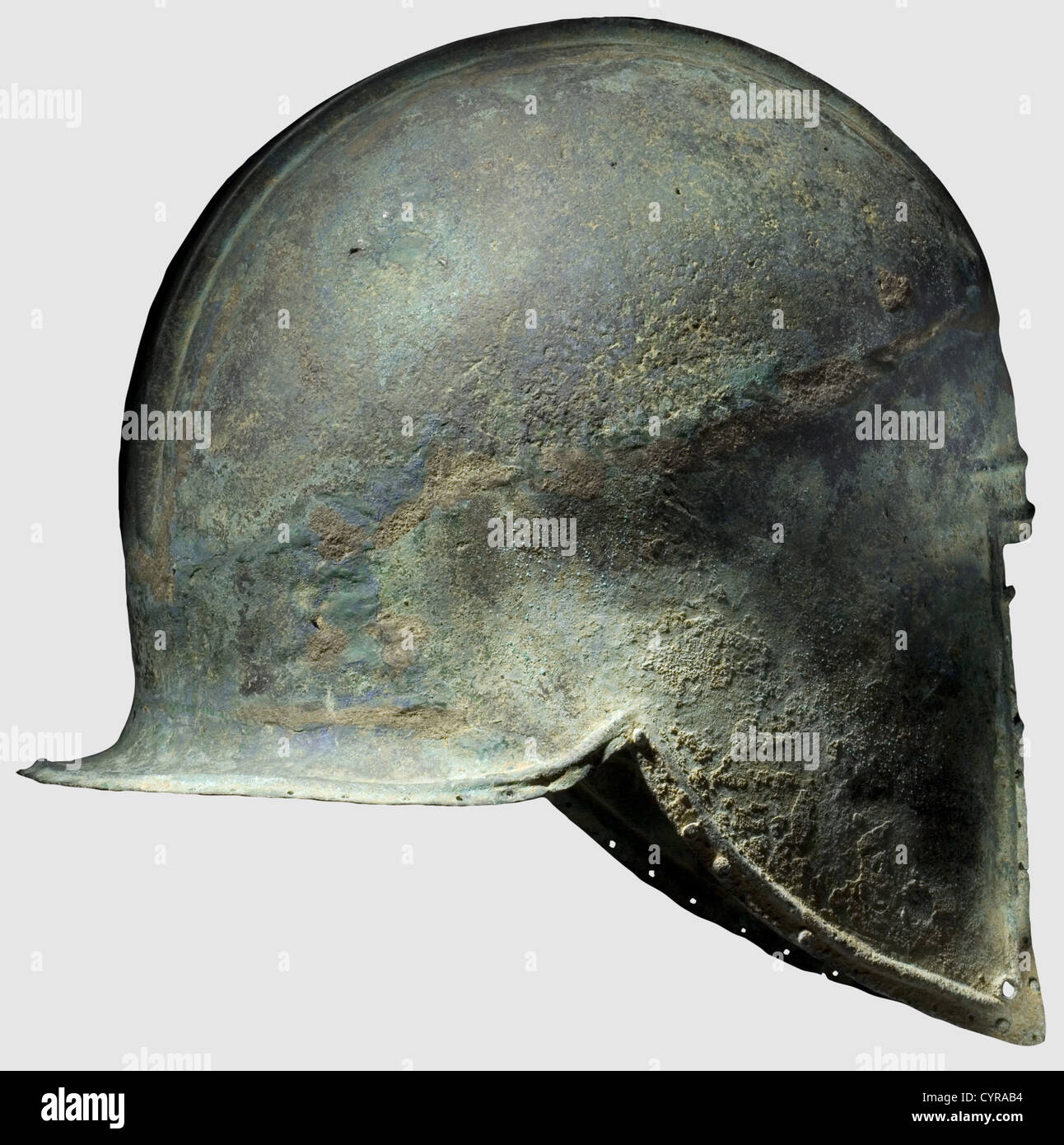 An Illyrian type helmet,6th century B.C.Bronze with strong,greenish ...